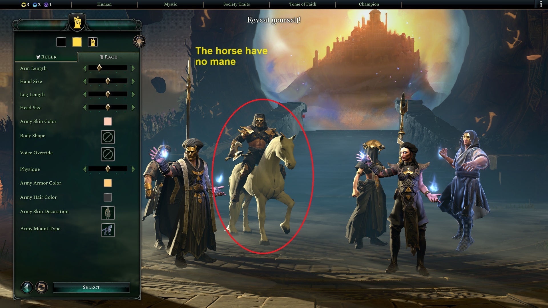 Duplicate - The Spellshield unit from Mystic culture have no mane if he's riding a horse ...